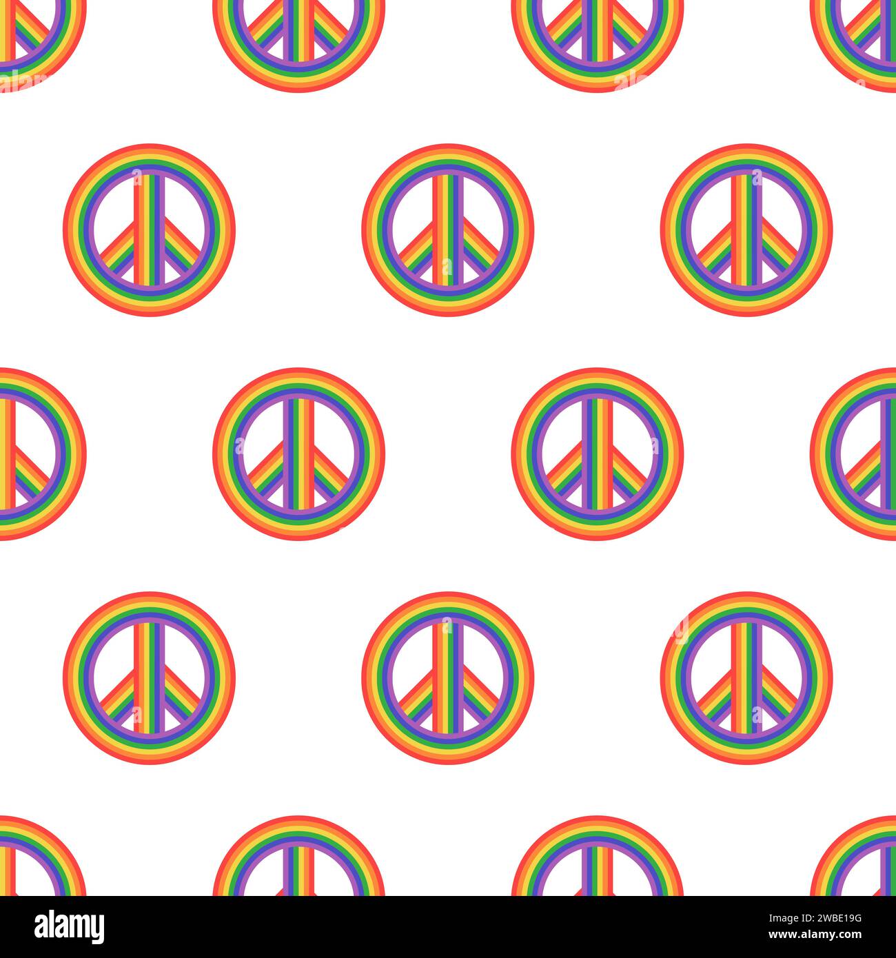 Seamless pattern with rainbow peace sign vector illustration Stock ...