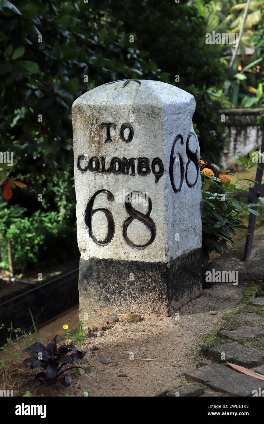 Colonial road distance marker on the Colombo to Kandy Road Stock Photo ...