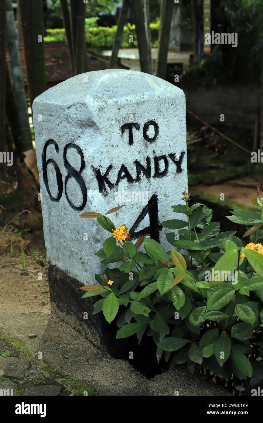 Colonial road distance marker on the Colombo to Kandy Road Stock Photo ...