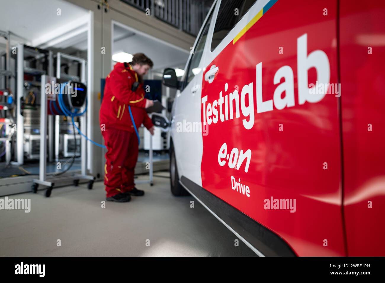 Essen, Germany. 10th Jan, 2024. "TestingLab eon Drive" is written on a ...