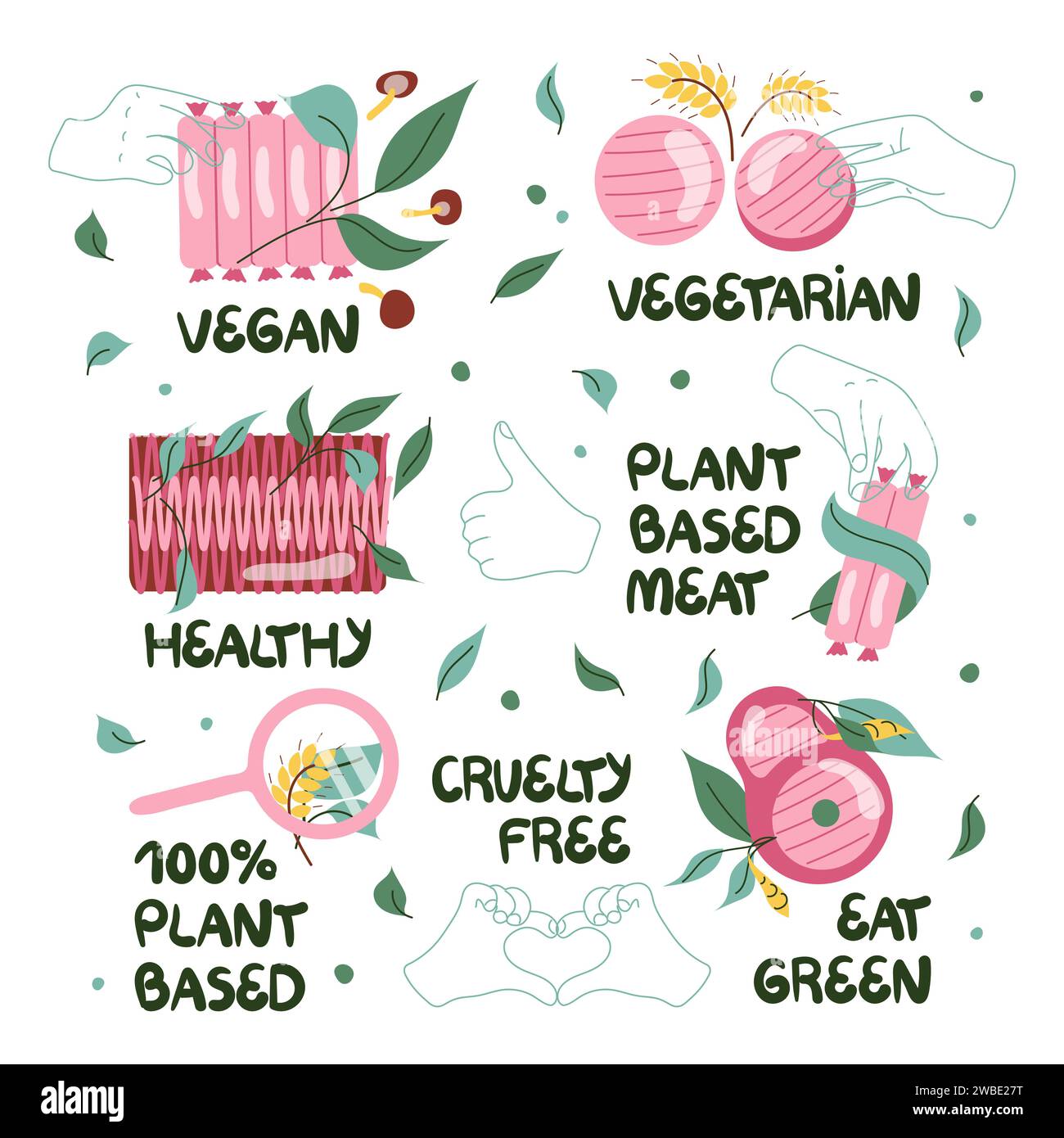 Various plant based meat set vector illustration Stock Vector Image ...