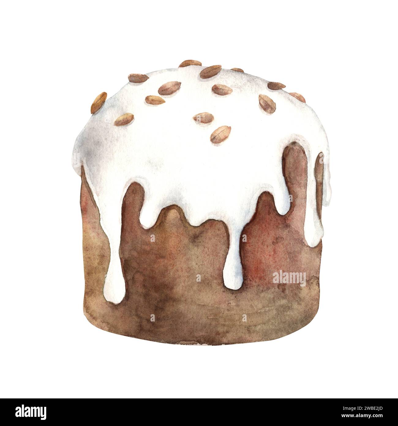 Watercolor Easter cake, hand drawn. Sketch on isolated background for ...