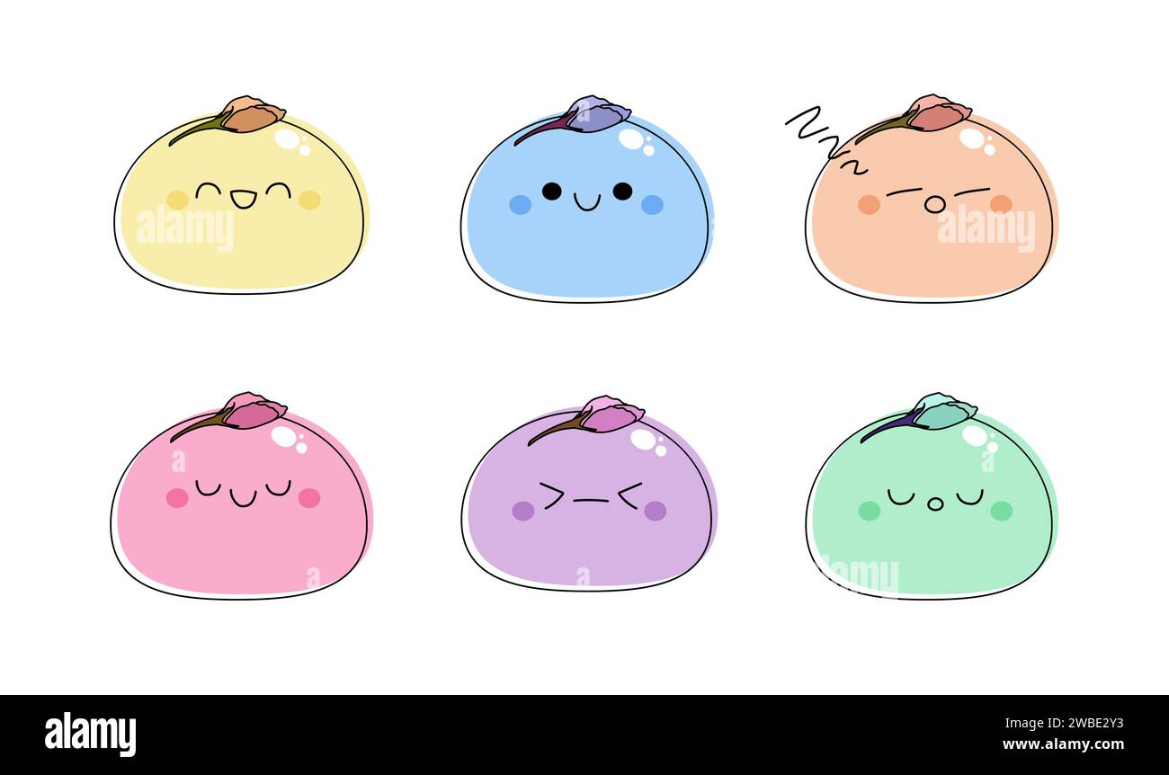 Mochi characters set vector illustration isolated on white background ...