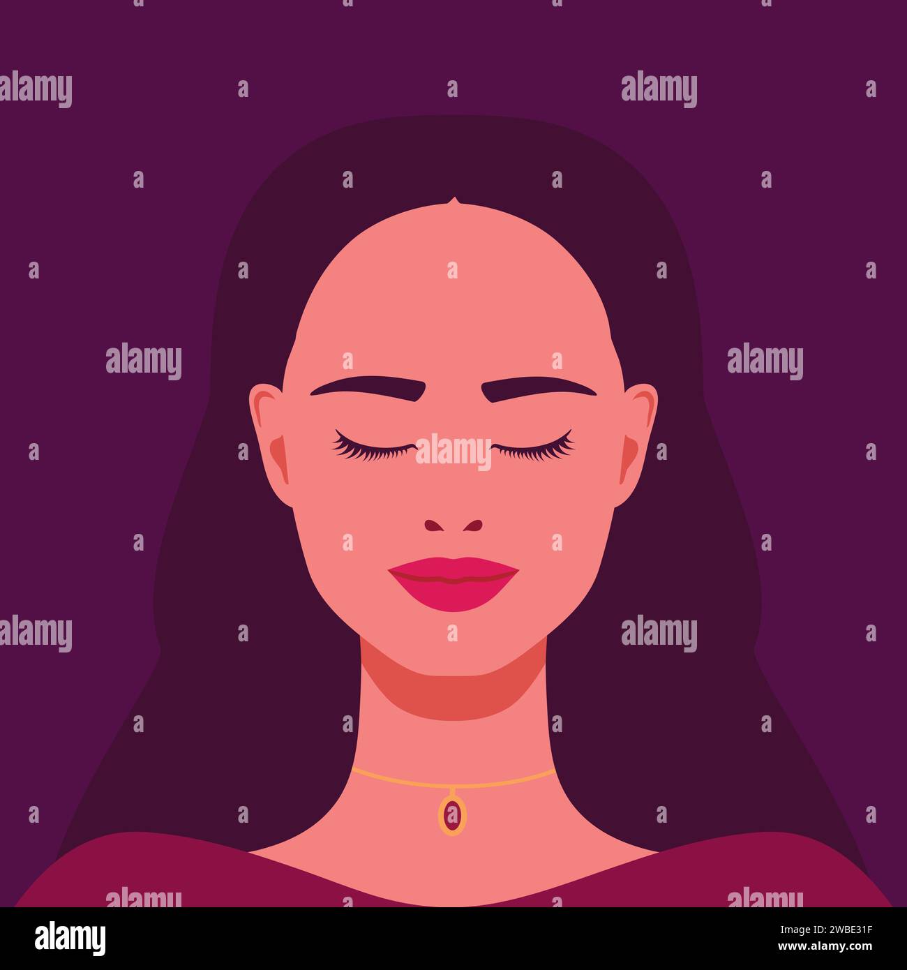 Portrait Of A Beautiful Young Woman With Closed Eyes Avatar Of A Girl