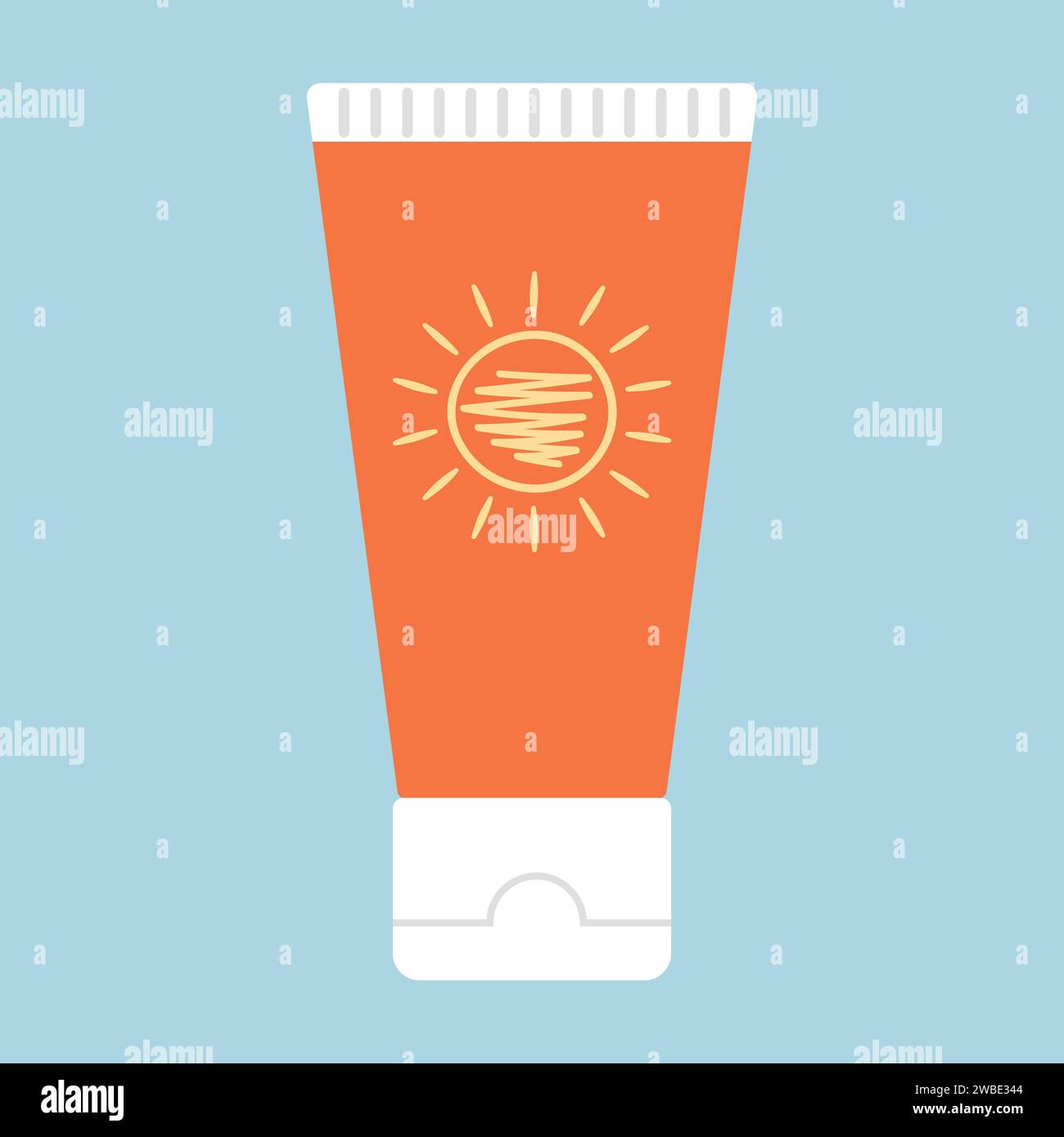 Tube with sunscreen product. SPF summer skincare product. SPF cream or ...