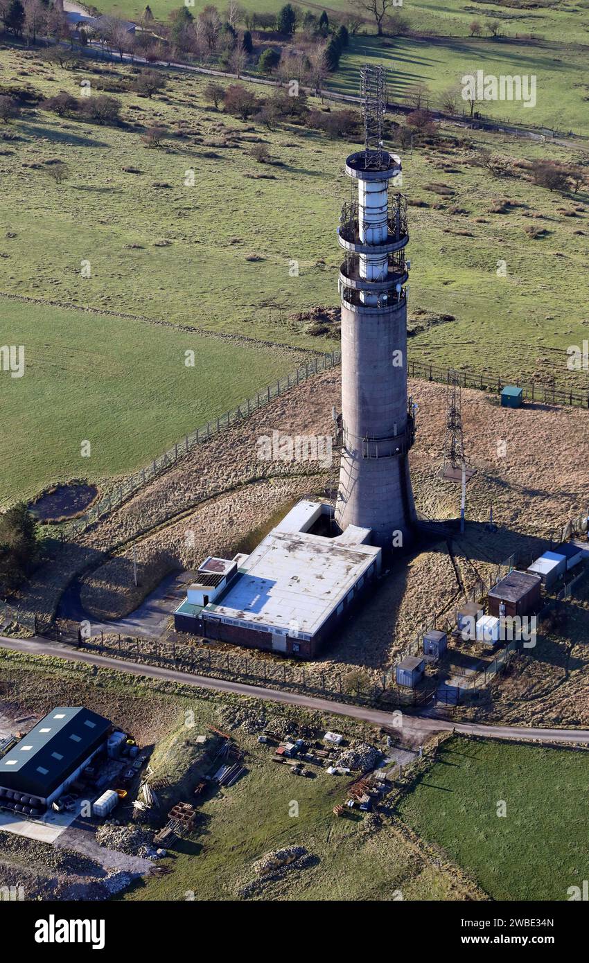 aerial view of Sutton Common BT Tower on Croker Hill near Macclesfield ...