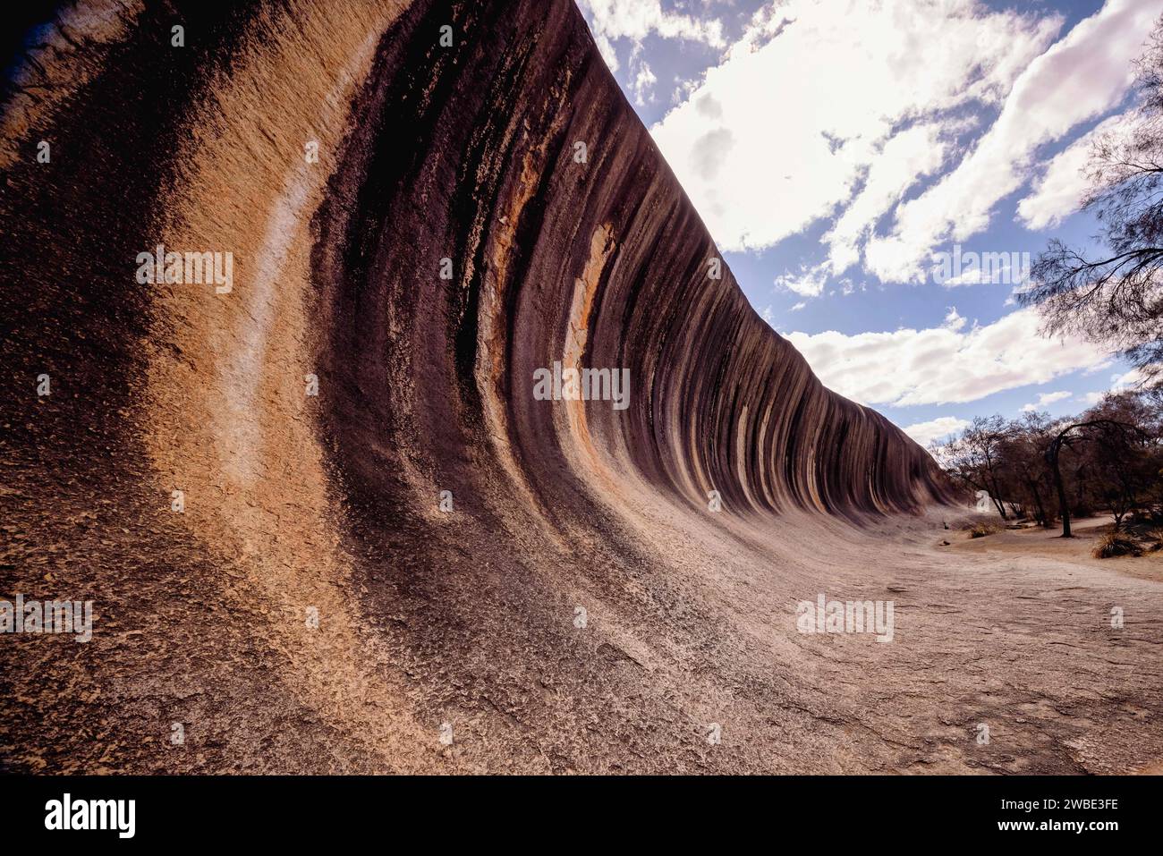 The Wave Rock, a natural rock formation shaped like a tall breaking ...