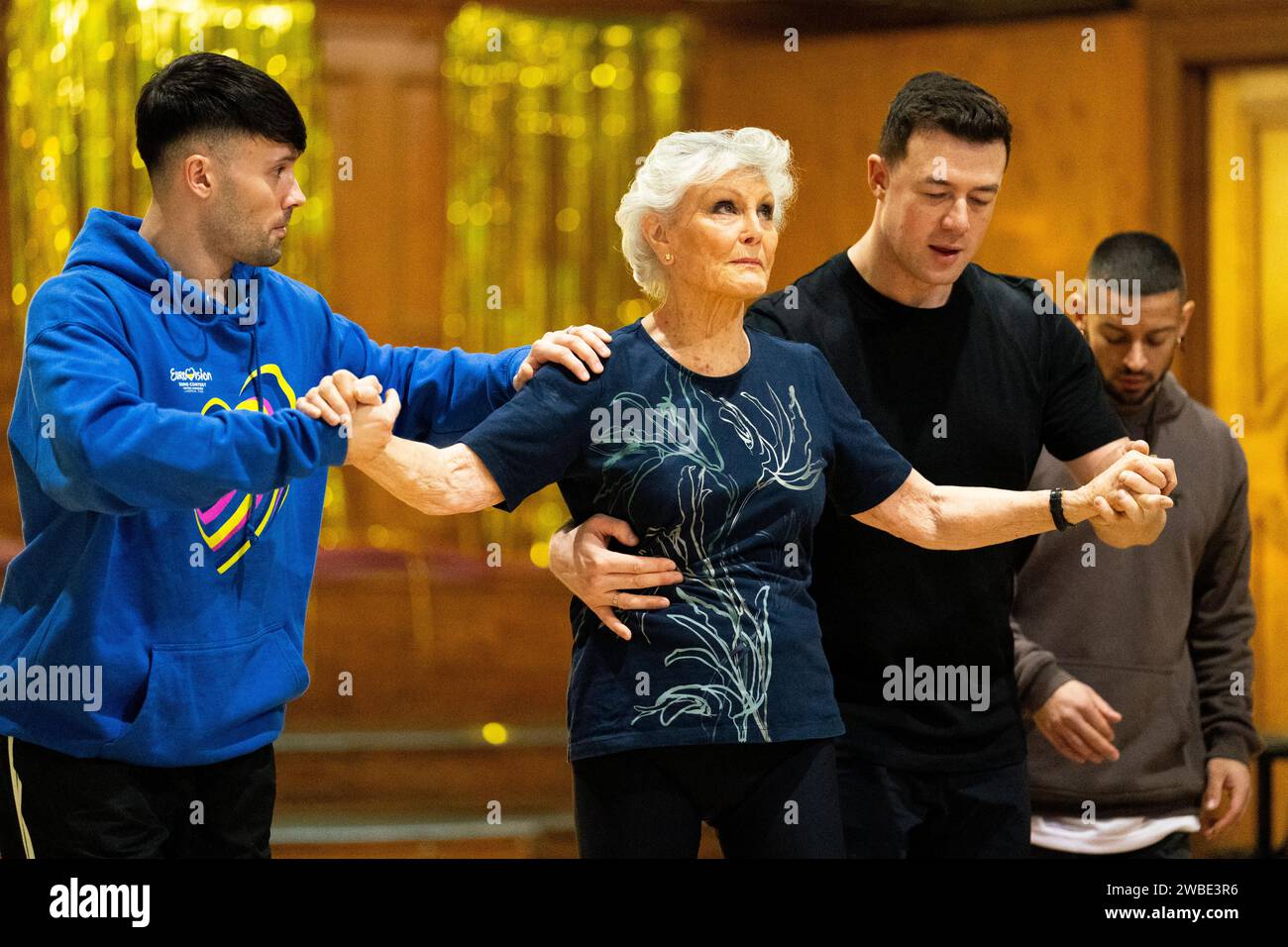 Angela Rippon and Kai Widdrington during rehearsals at a London dance ...