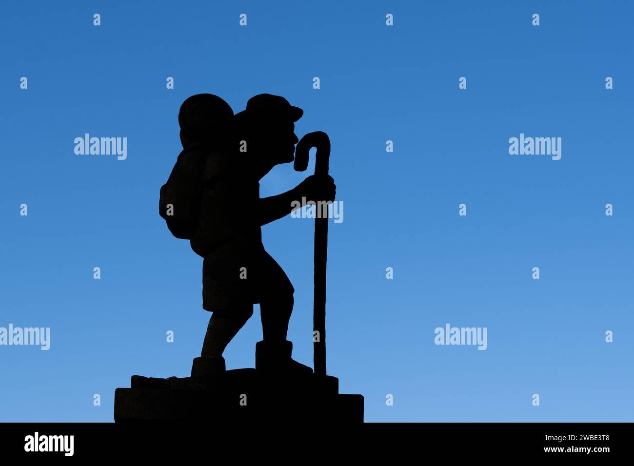 Camino de Santiago stone pilgrim statue sculpture, Padron, Spain Stock ...