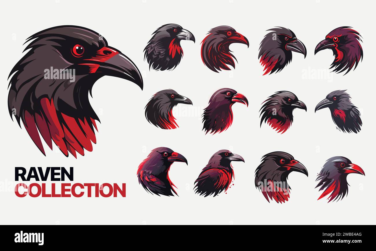 Black crow eagle head Stock Vector Images - Alamy