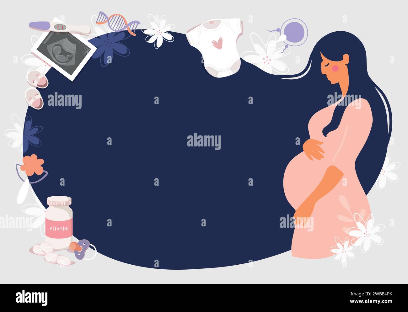 Modern banner with a pregnant woman, pregnancy background with ...