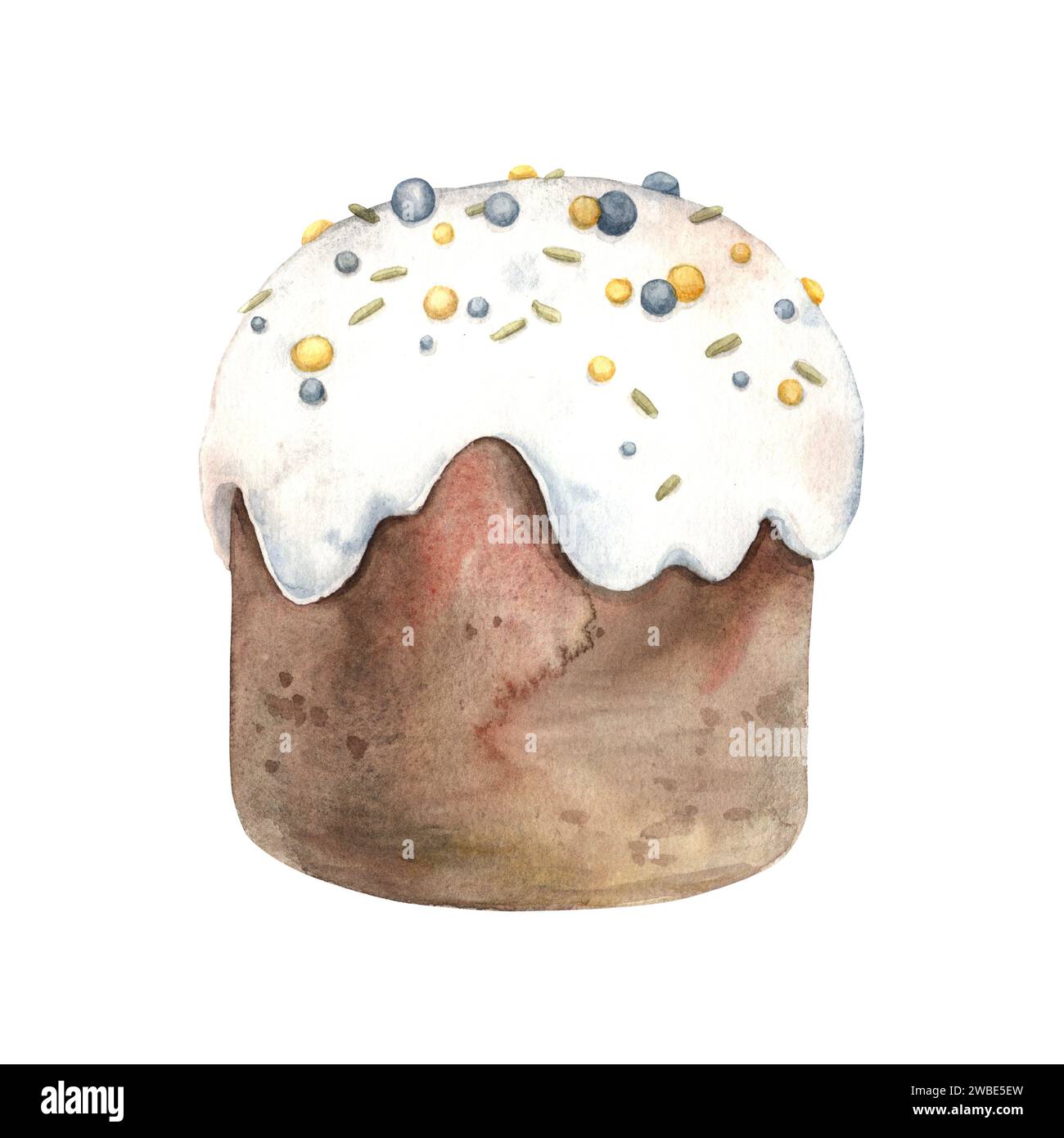 Watercolor Easter cake, hand drawn. Sketch on isolated background for ...