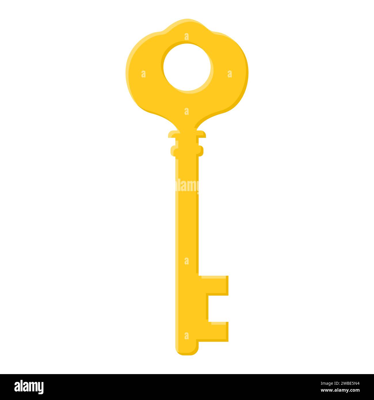 Yellow key isolated on white background. Cartoon style. Vector ...