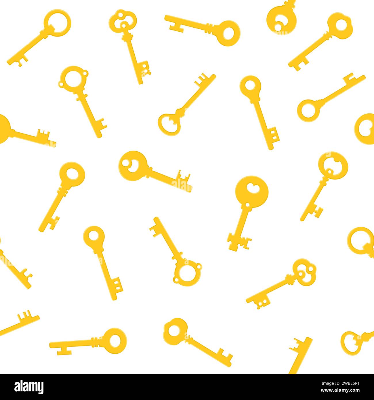 Seamless pattern with yellow golden keys. Cartoon style. Vector ...