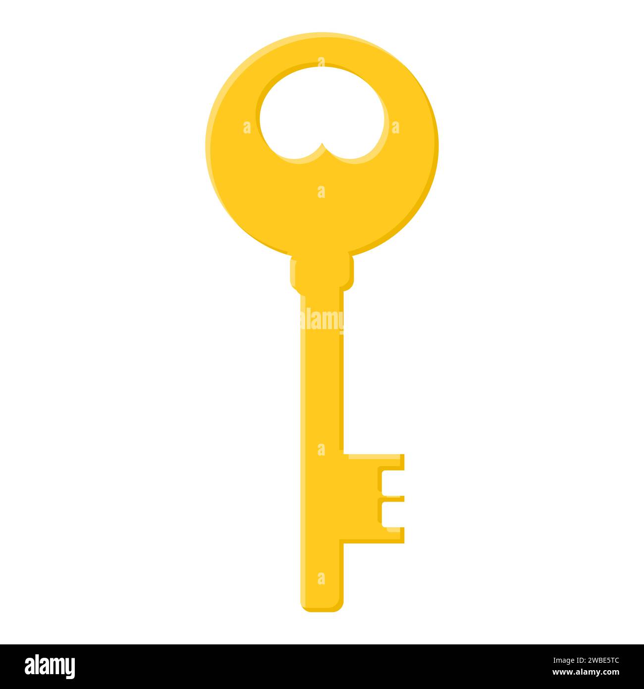 Golden key isolated on white background. Cartoon style. Vector ...