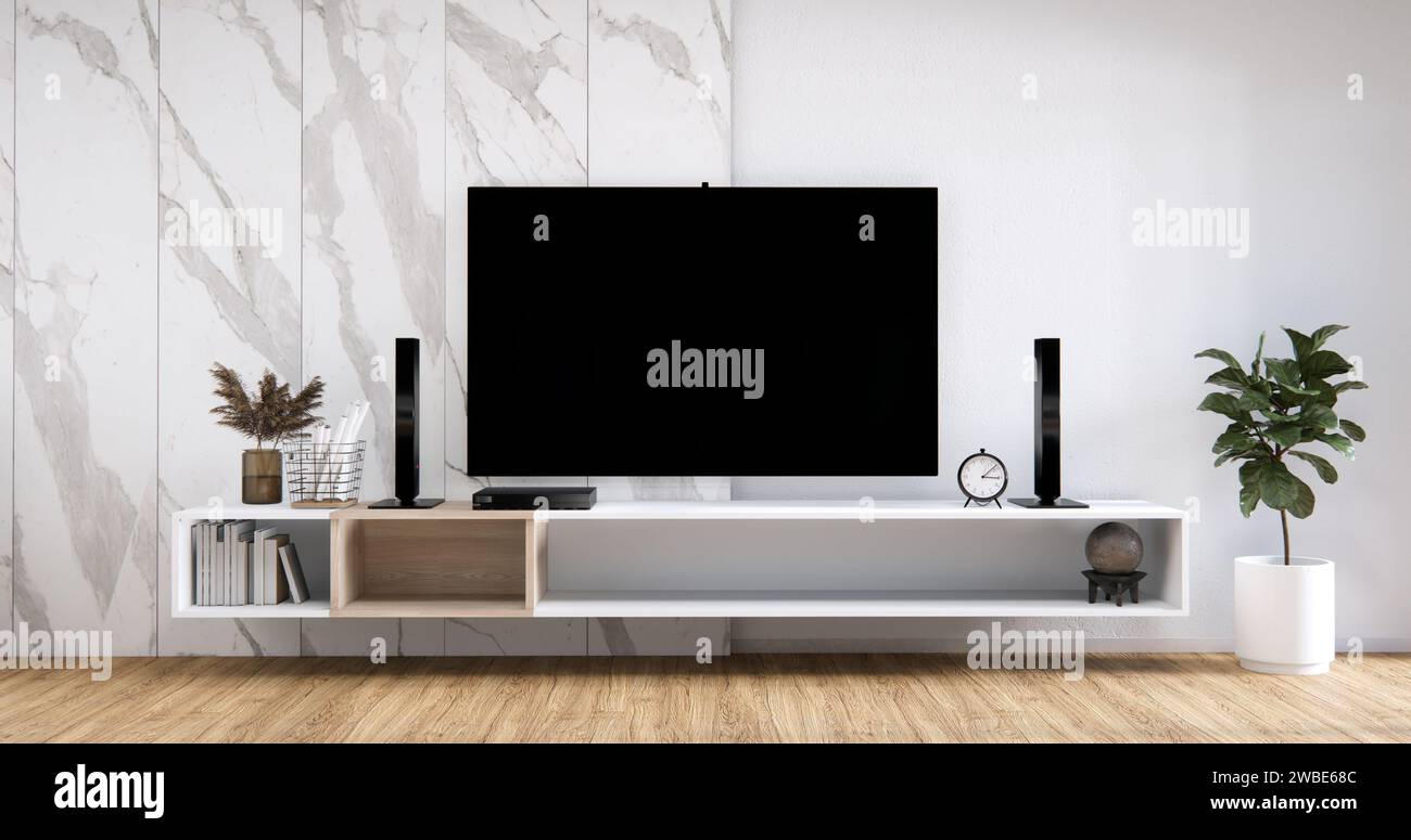 minimalist, Cabinet tv and modern room design minimal Stock Photo - Alamy