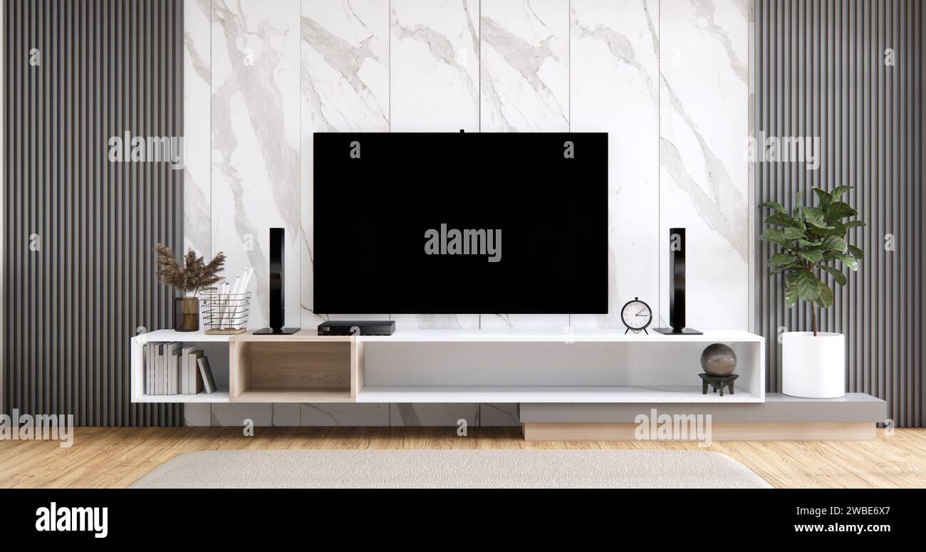 minimalist, Cabinet tv and modern room design minimal Stock Photo - Alamy