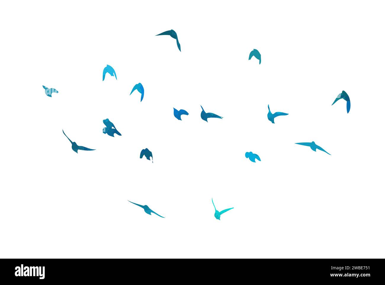A flock of blue watercolor flying birds. hand drawing. Not AI, Free ...