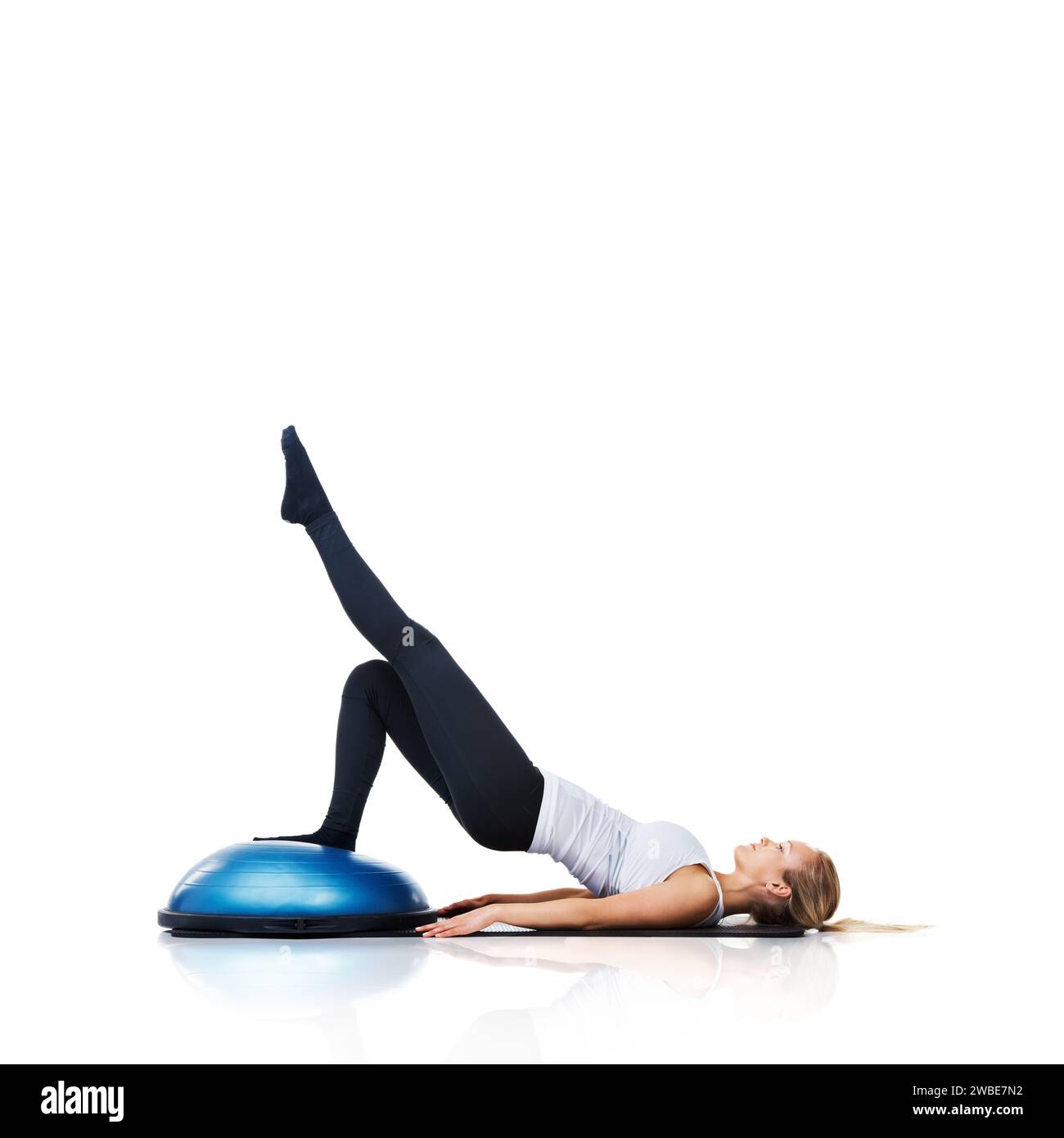 Floor, ball or athlete stretching legs in body workout for core ...