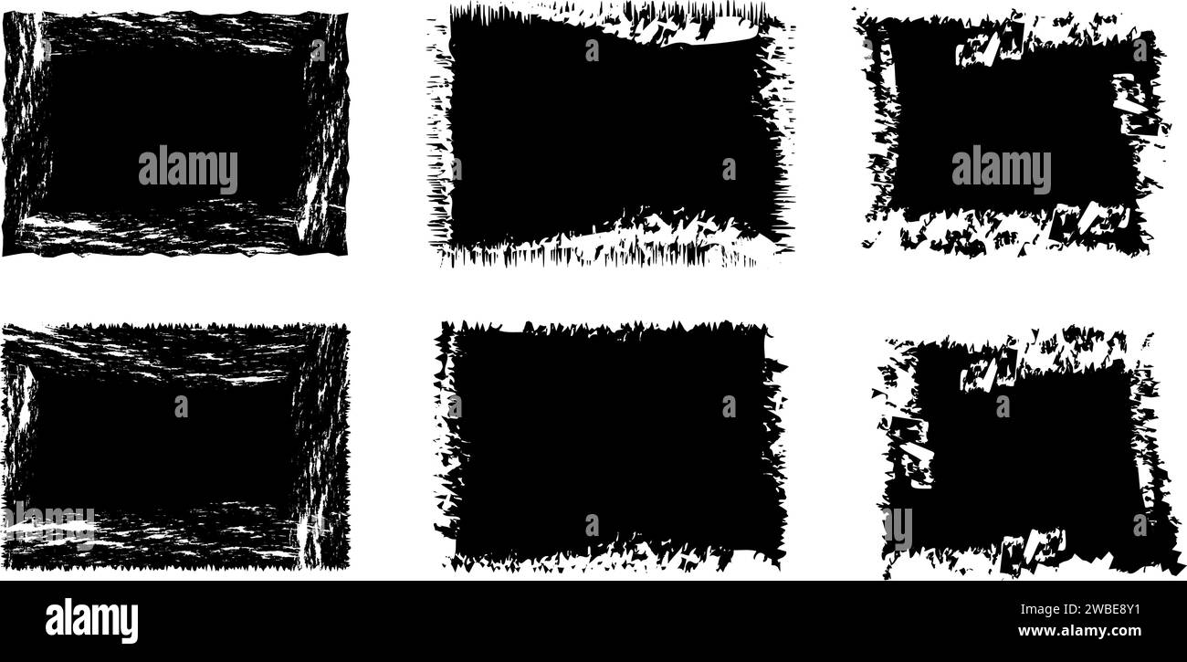 Jagged rectangle. Black simple shape. Rectangle paper template jagged ...