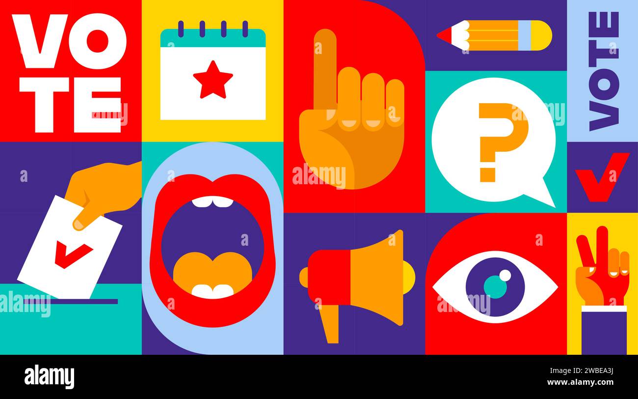 Vote, election concept design. Modern geometric style. Poster, banner ... Vote, election concept design. Modern geometric style. Poster, banner ...