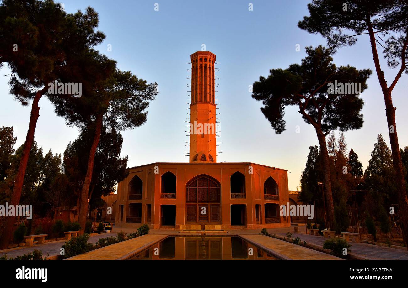 Dowlat Abad Garden, Yazd, Iran. It has the tallest adobe-made ...