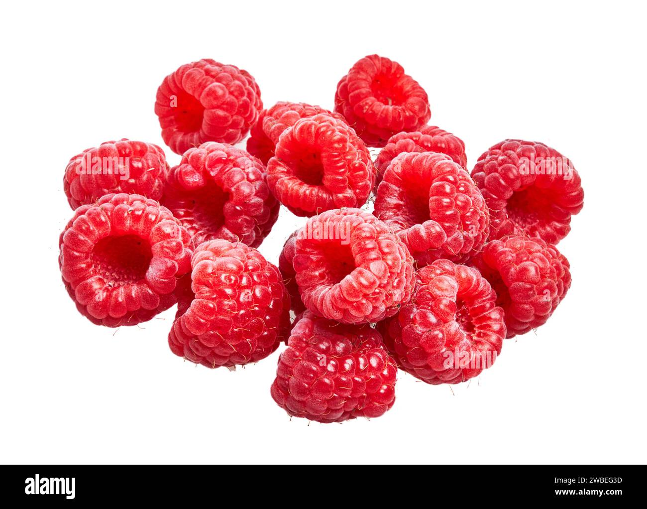 Delicious group of raspberries over isolated white background Stock ...