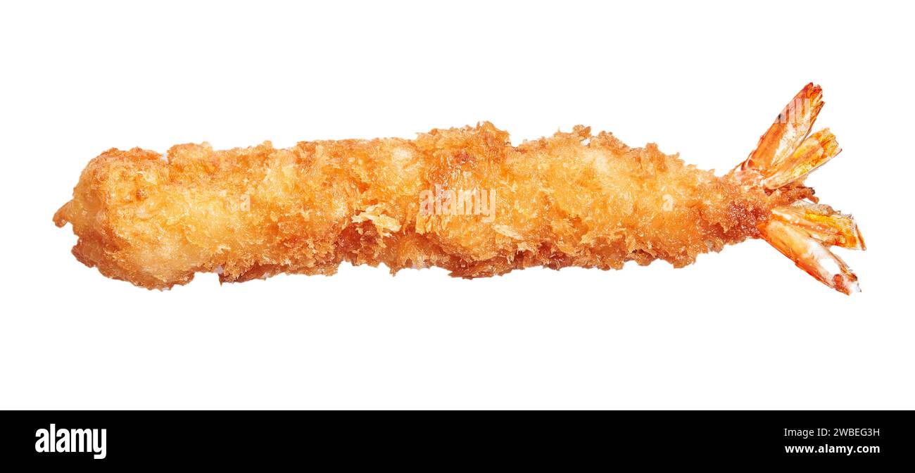 Delicious single tempura prawn over isolated white background Stock ...