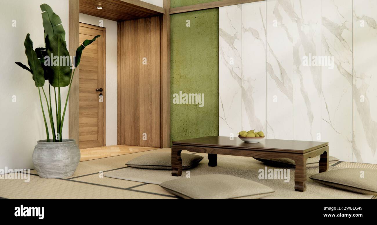 Muji green living room japanese style and decoration for japan.3D ...