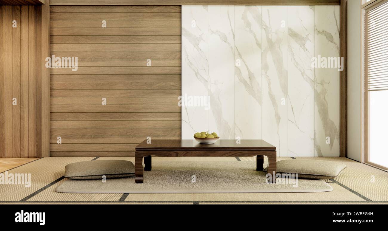 Muji living room japanese style and decoration for japan.3D rendering ...