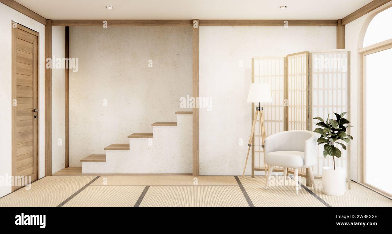 Muji chair furniture and japan room interior design minimal.3D ...