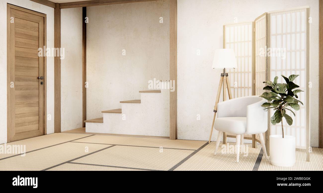 Muji chair furniture and japan room interior design minimal.3D ...