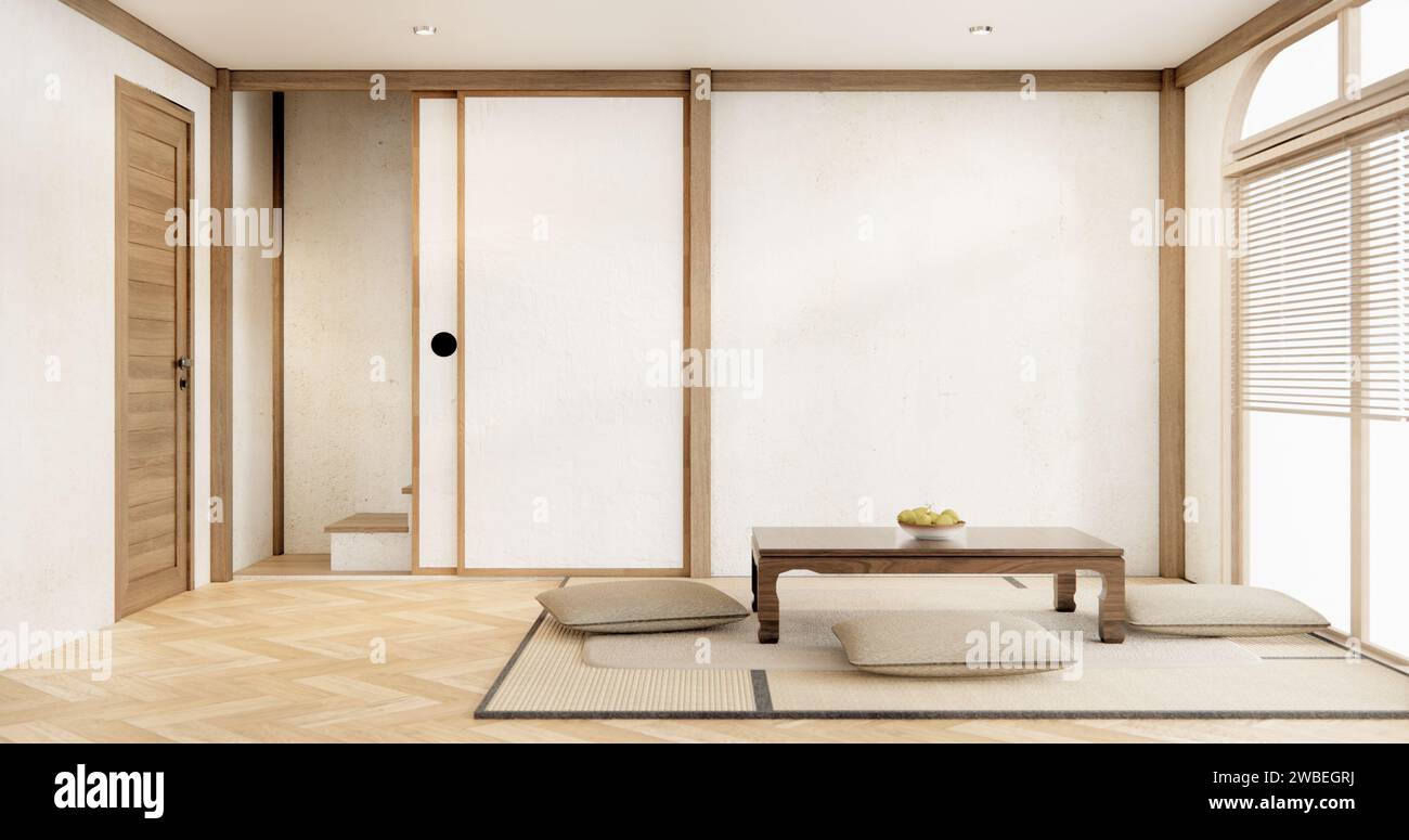 Muji living room japanese style and decoration for japan.3D rendering ...