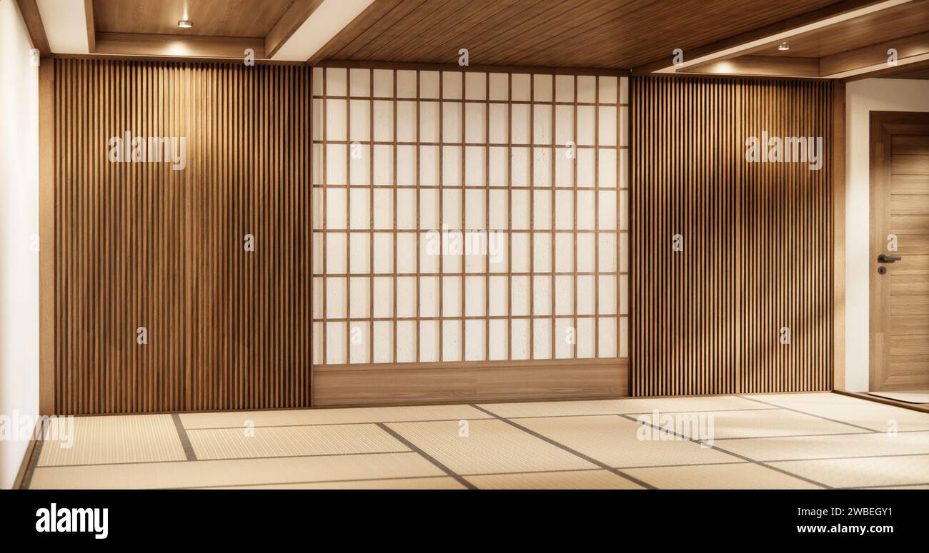 Interior, Empty room and tatami mat floor room modern style Stock Photo ...