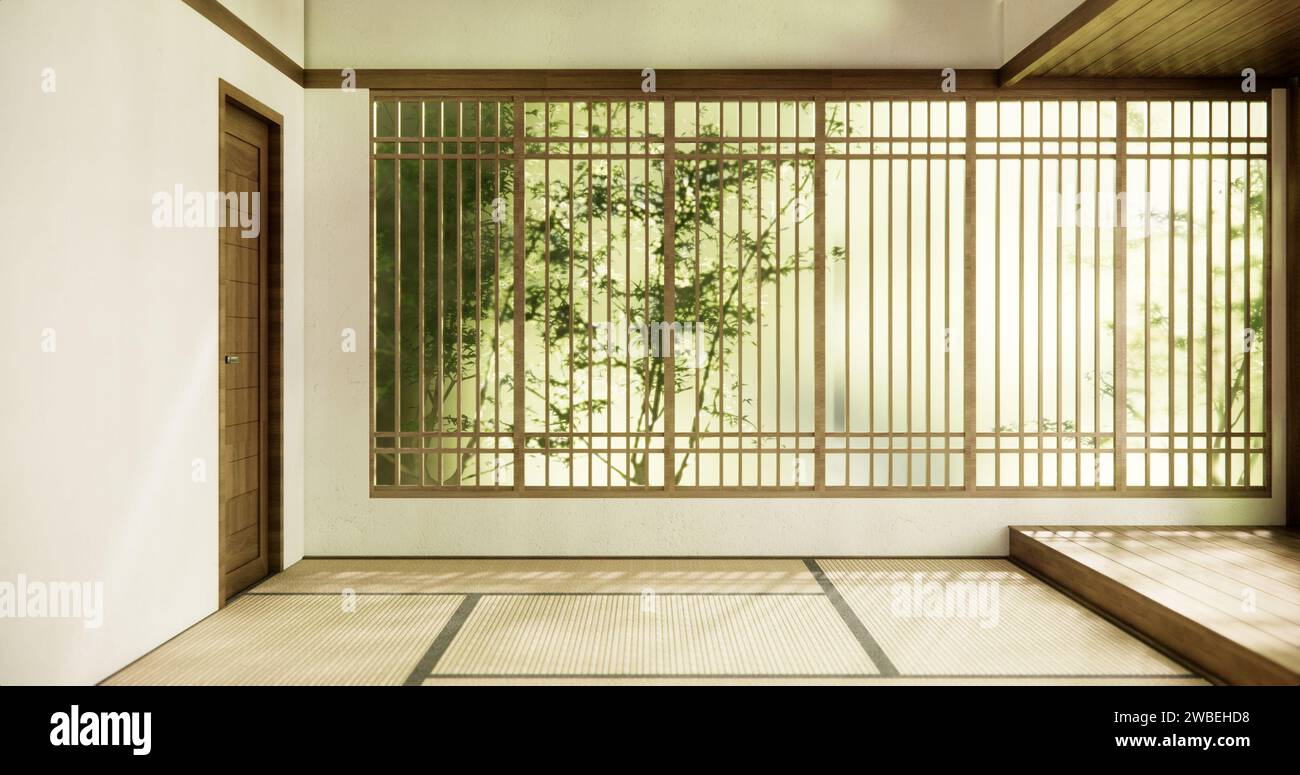 Interior, Empty room and tatami mat floor room modern style Stock Photo ...