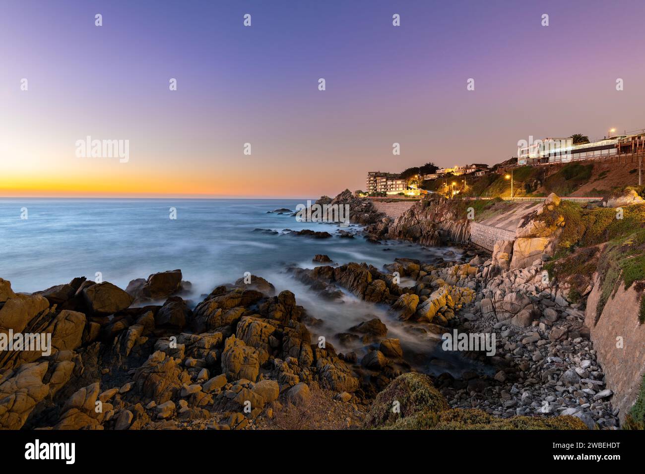 Coastal edge in the city of Concon, Valparaiso Region, Chile Stock ...