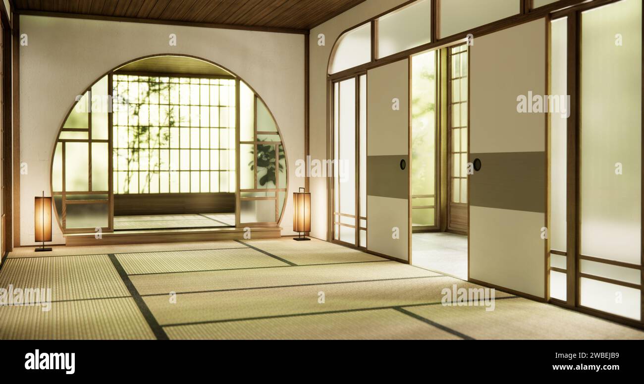 cleaning Interior, Empty room and tatami mat floor room modern style ...