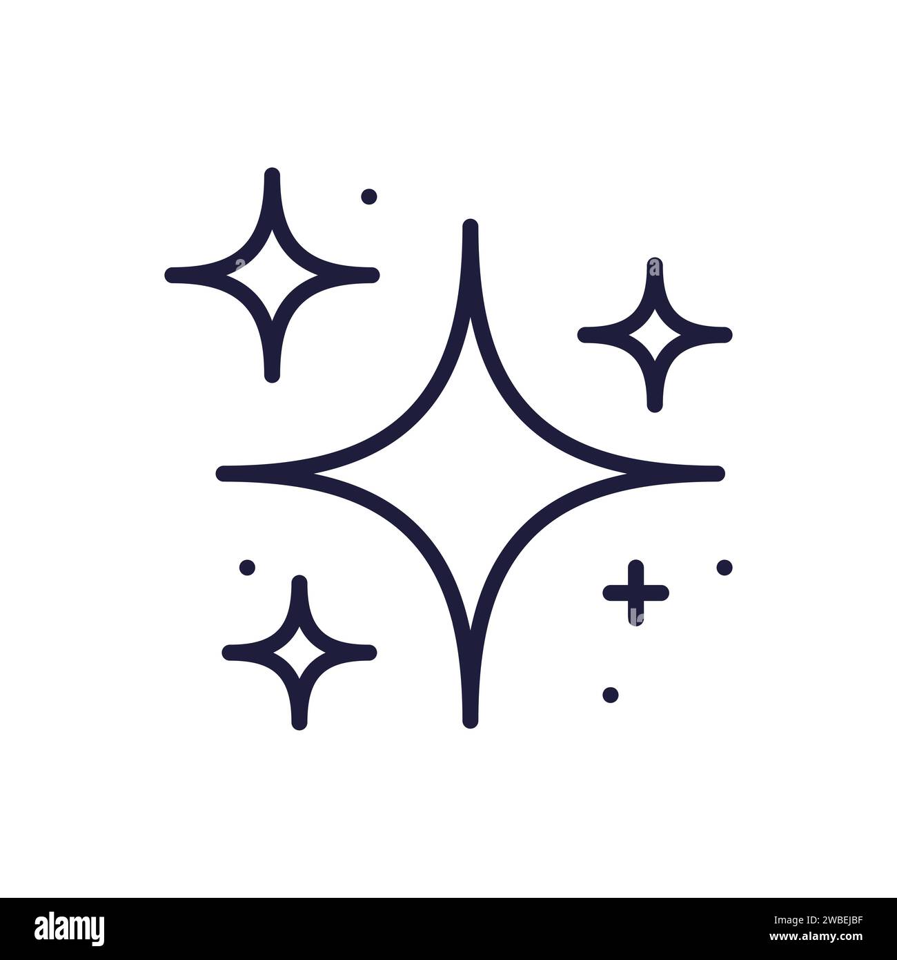 Star twinkles and sparkles for minimal line frames and borders, vector ...