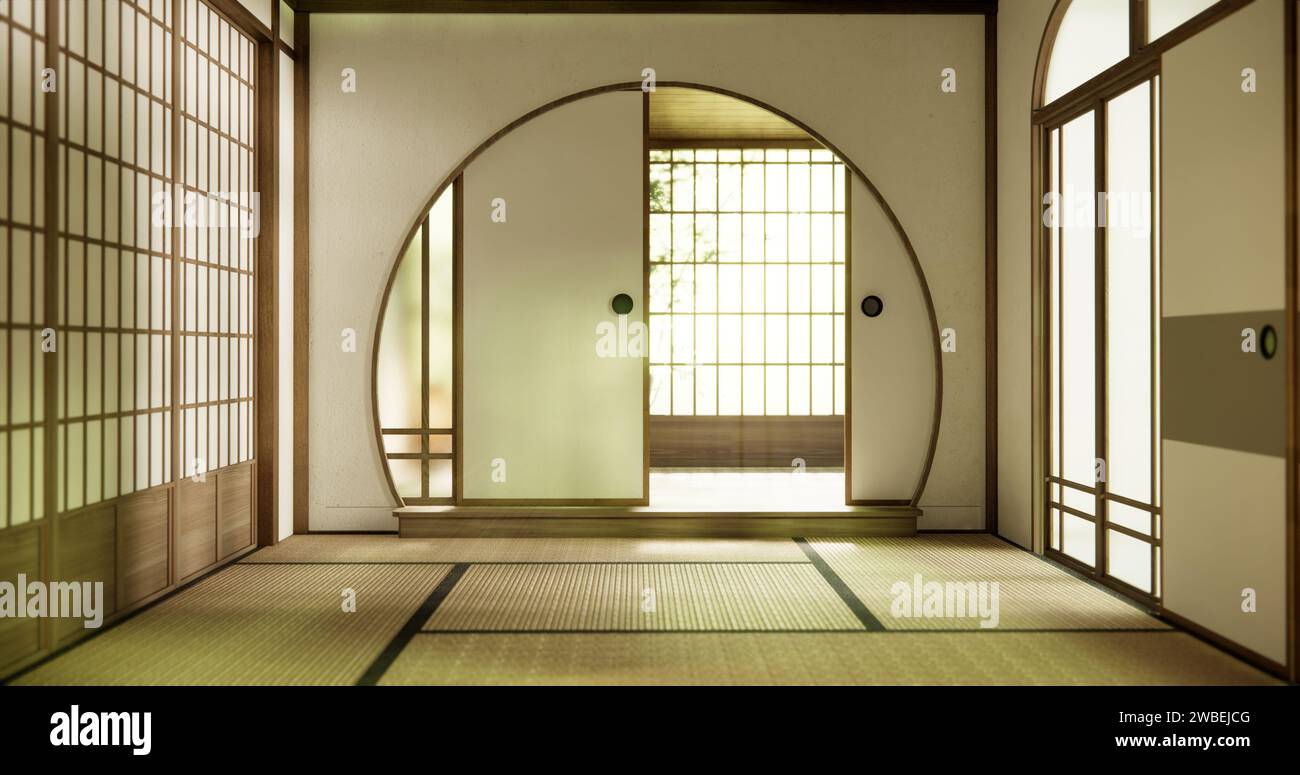 cleaning Interior, Empty room and tatami mat floor room modern style ...