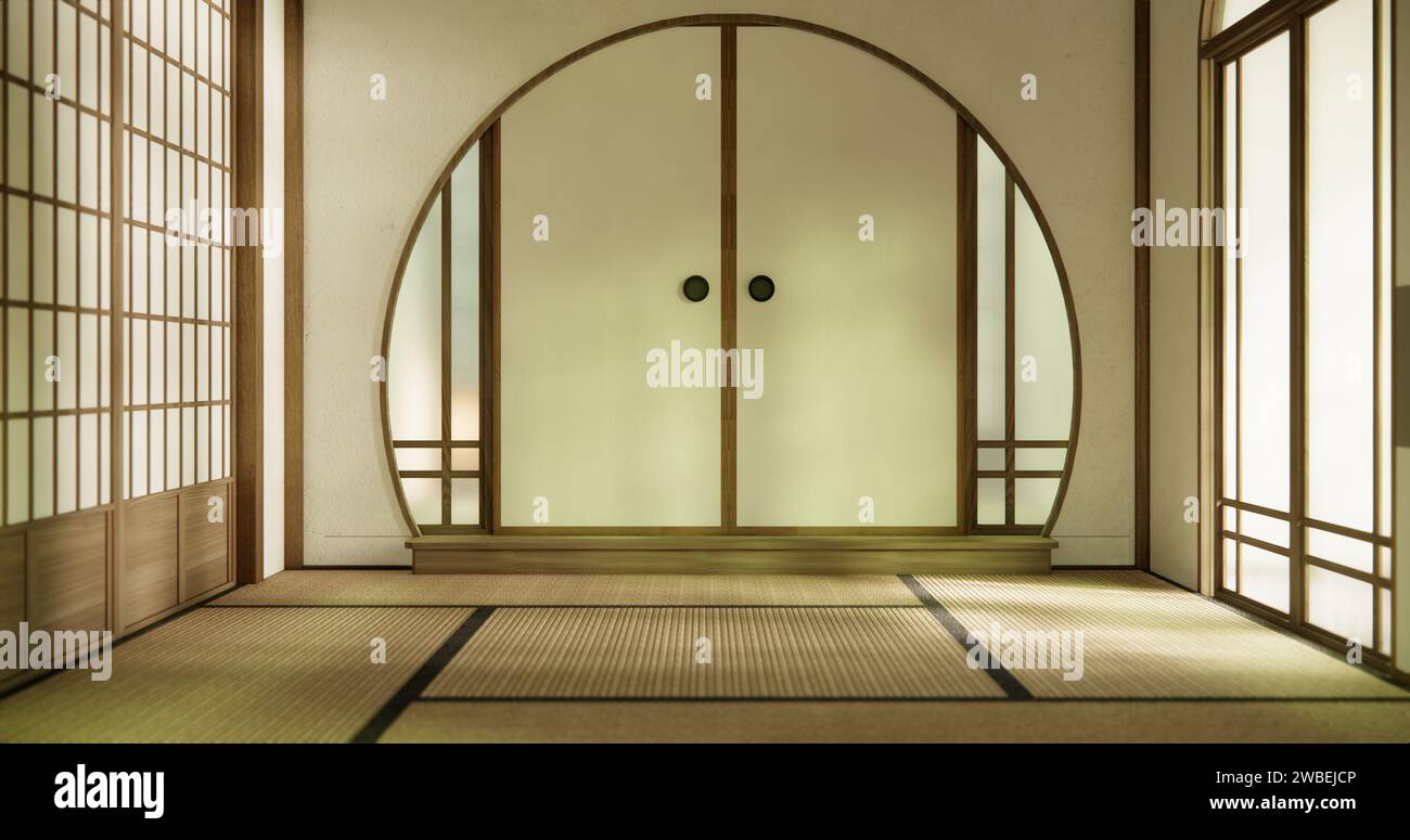 cleaning Interior, Empty room and tatami mat floor room modern style ...