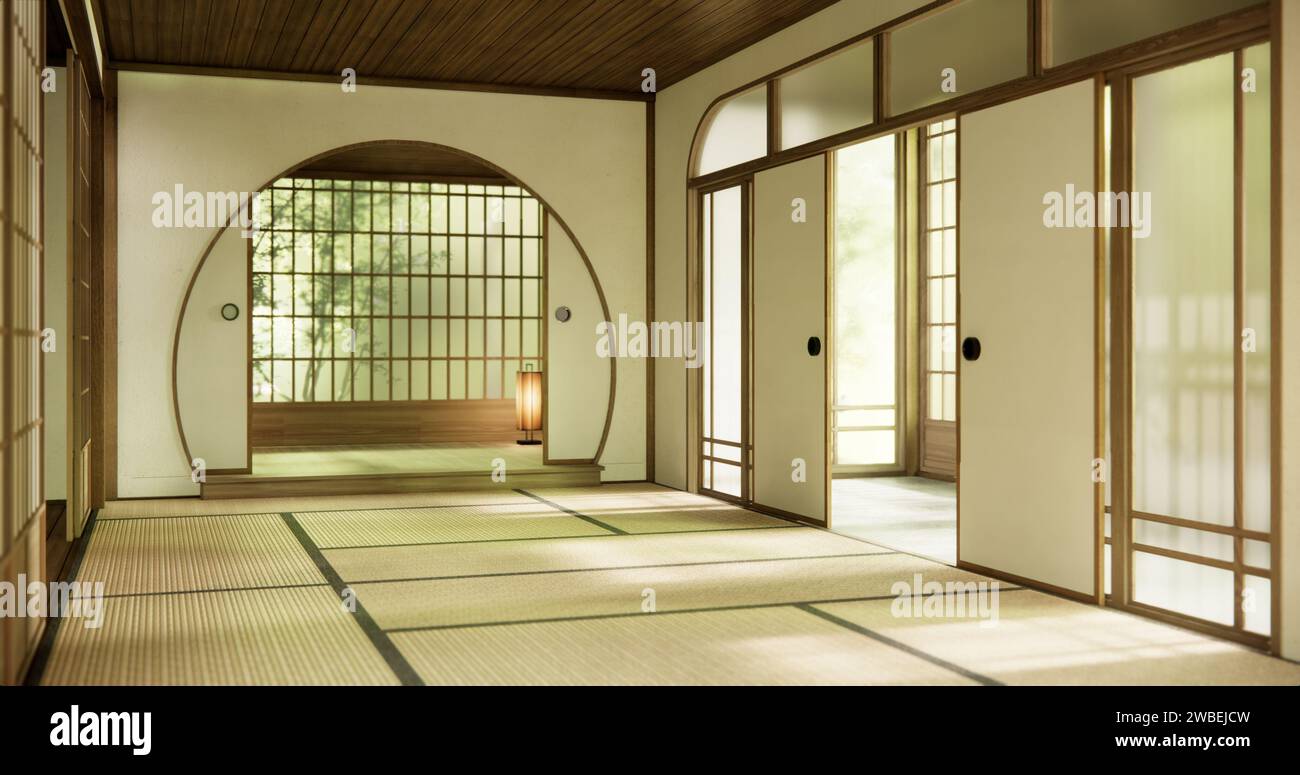 cleaning Interior, Empty room and tatami mat floor room modern style ...
