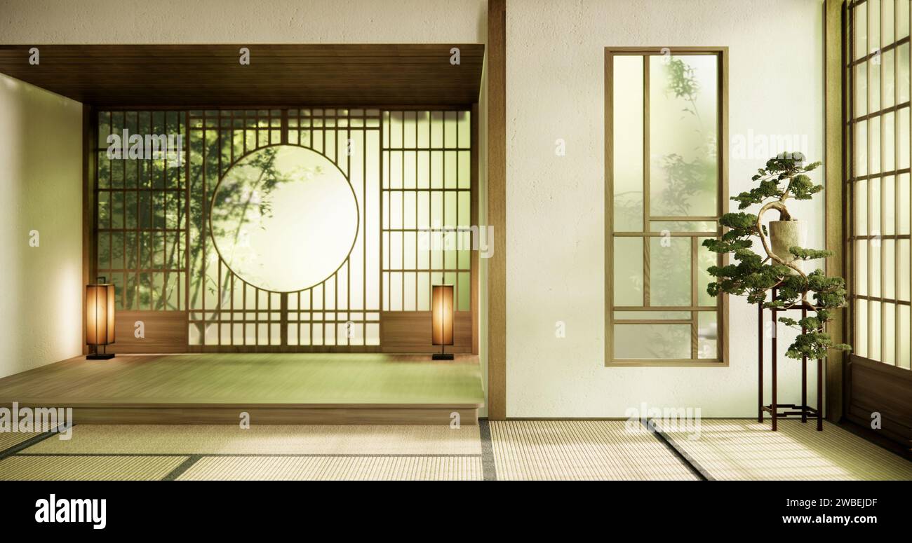 cleaning Interior, Empty room and tatami mat floor room modern style ...