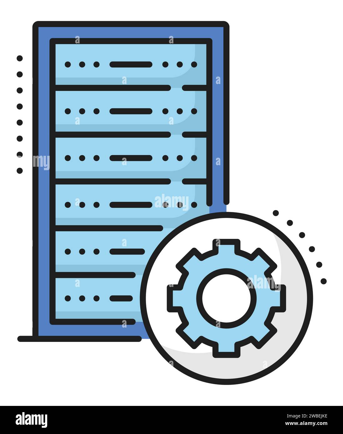 Color database, network server, cloud storage icon, depicts organized information storage ...