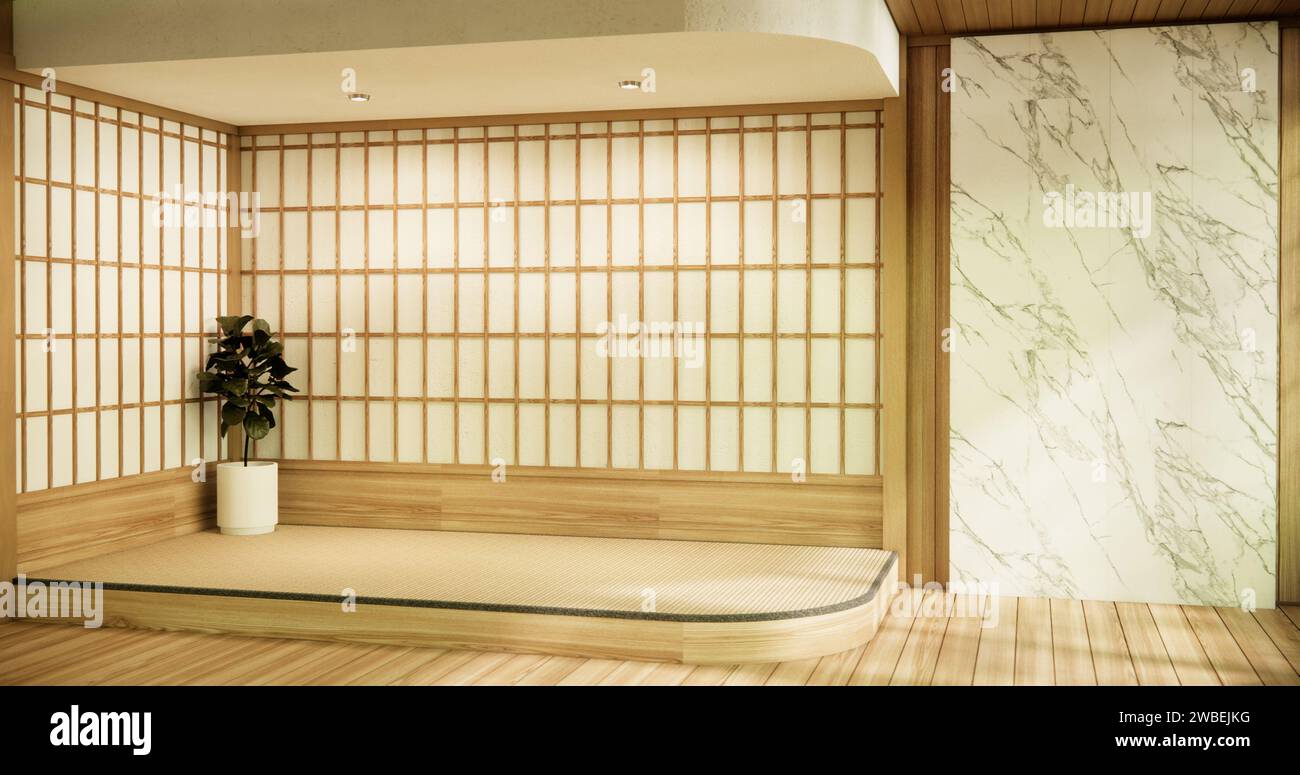 cleaning Interior, Empty room and tatami mat floor room modern style ...
