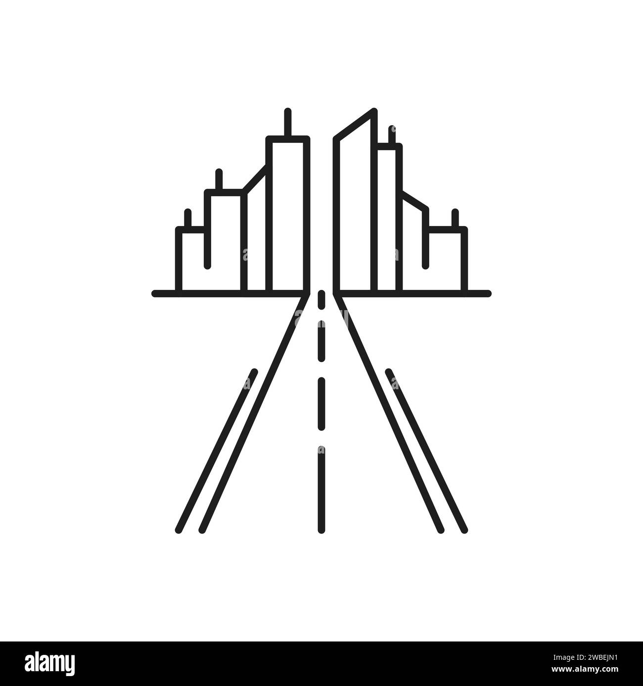Road line icon, highway street and city landscape, vector traffic ...