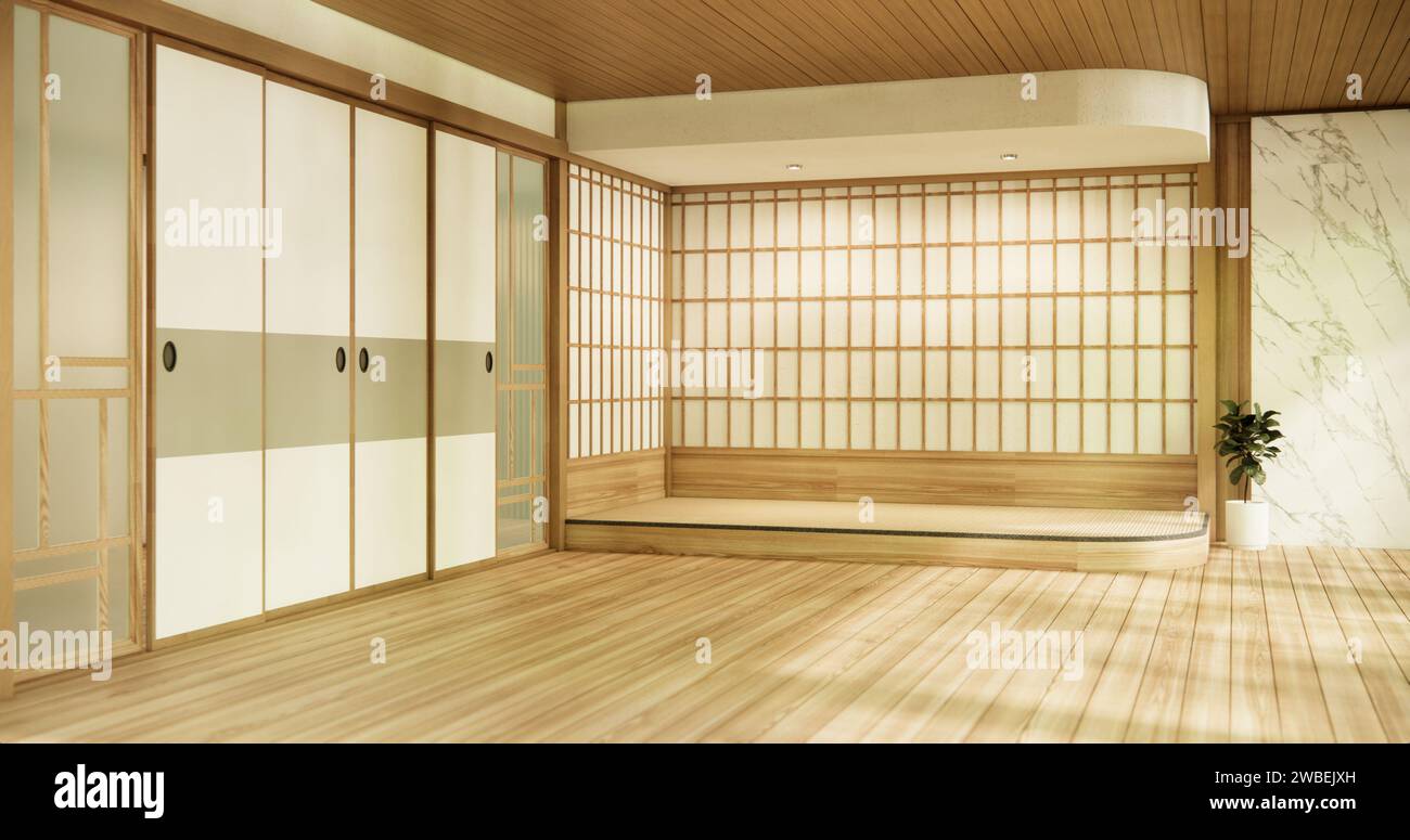 cleaning Interior, Empty room and tatami mat floor room modern style ...