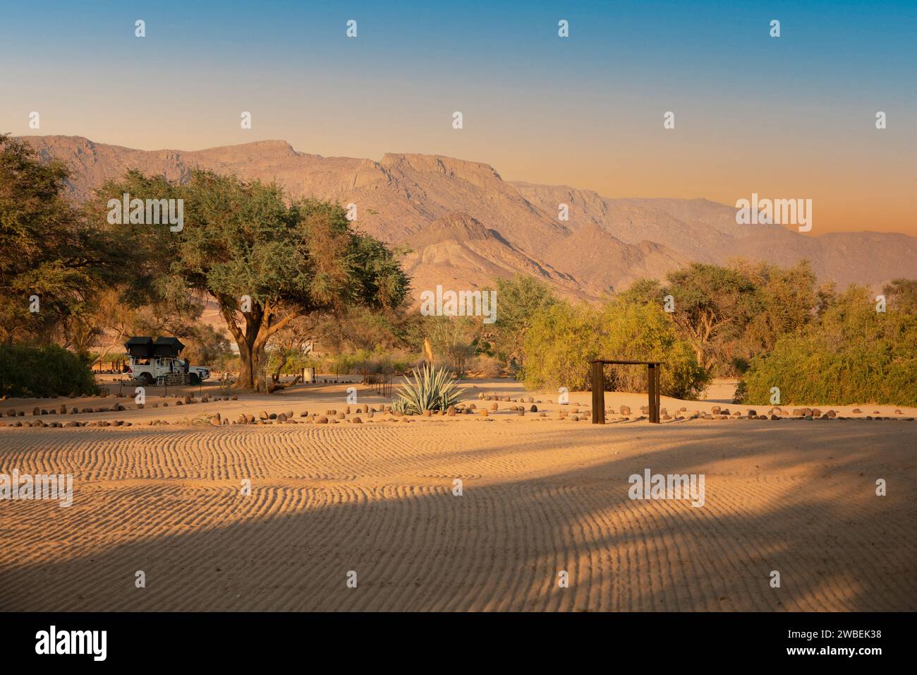 Brandberg mountain, the highest in Namibia, is seen from a nearby ...