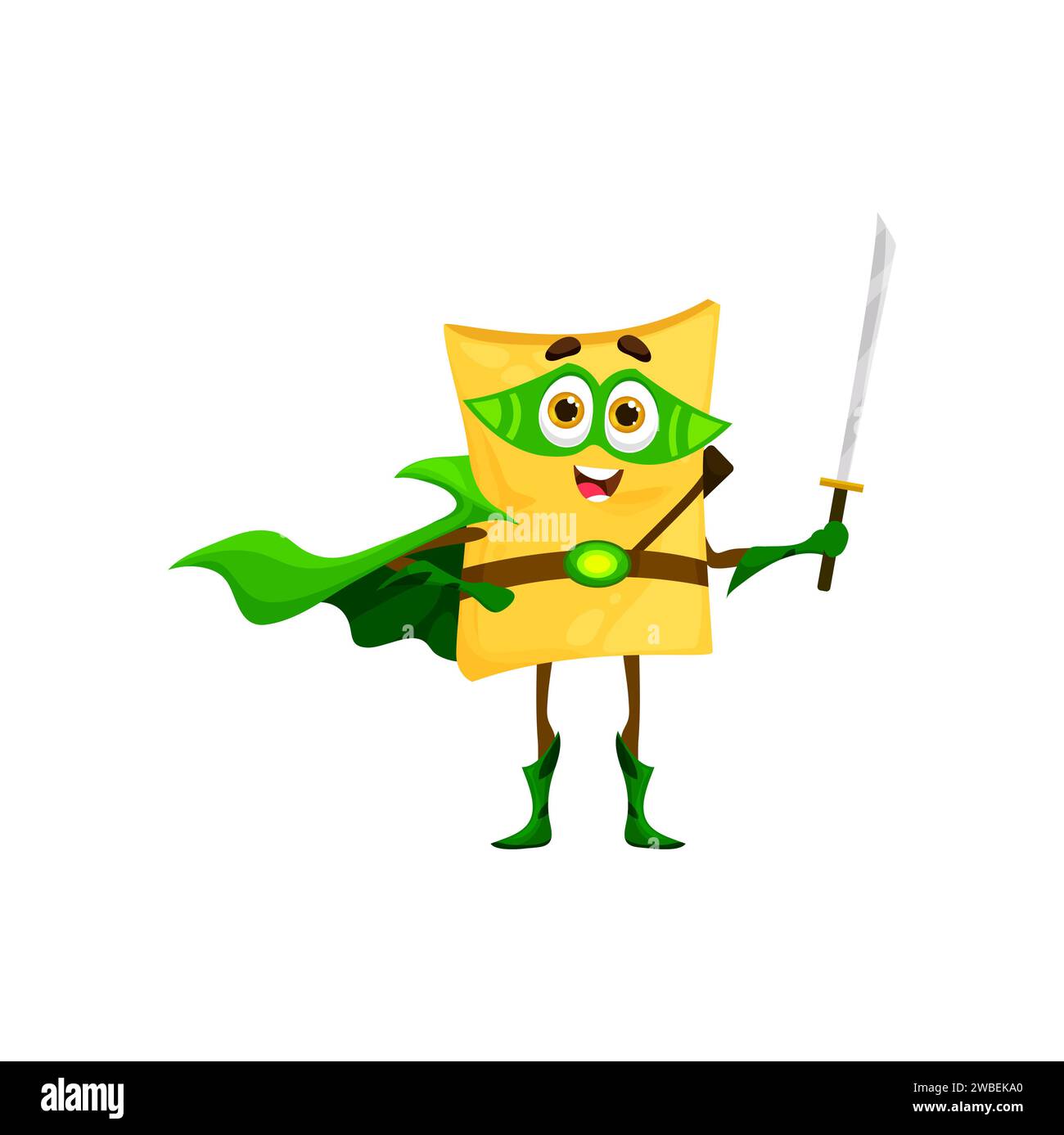Cartoon quadretti pasta superhero character equipped with katana sword ...