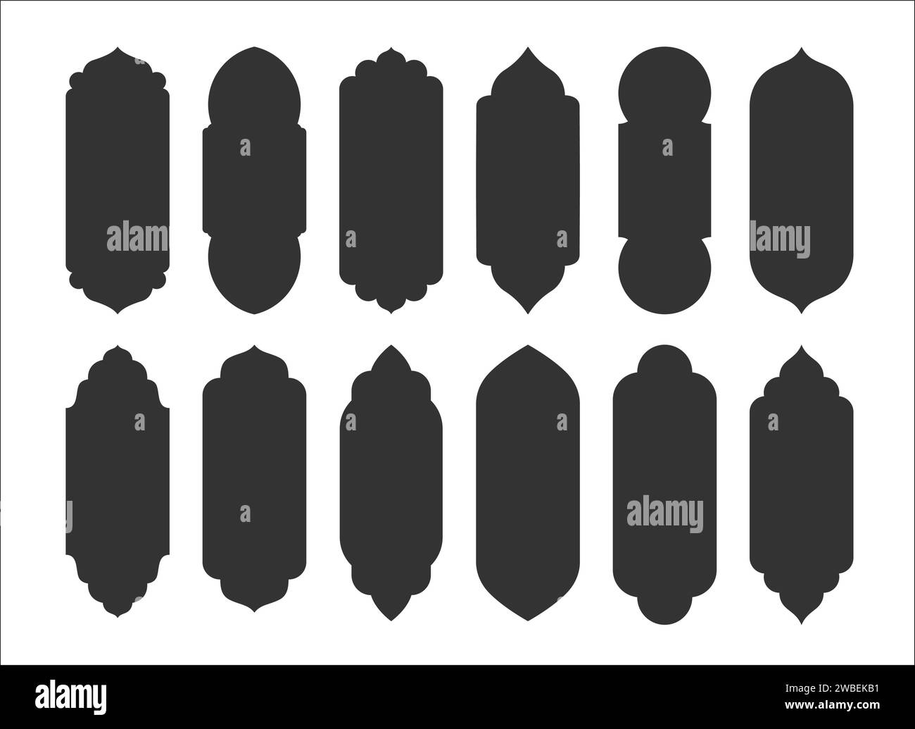 Arabian mosque islamic window and door shapes. Isolated vector set of ...
