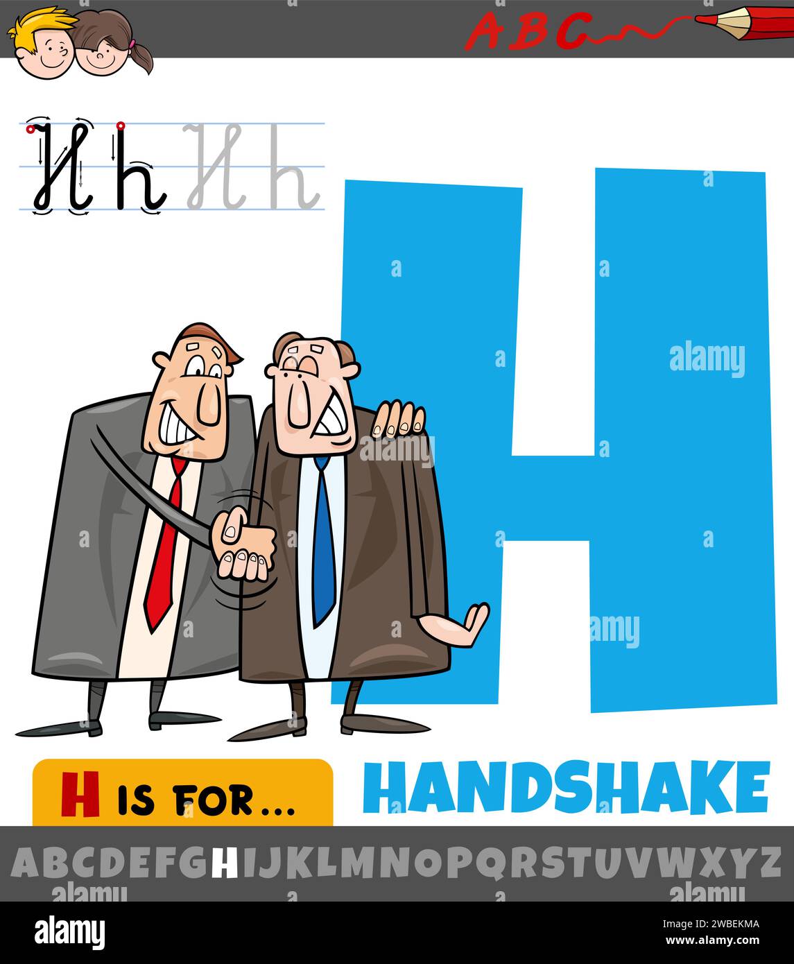 Educational cartoon illustration of letter H from alphabet with ...